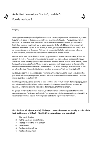 Fou de musique Studio 3 Rouge | Teaching Resources