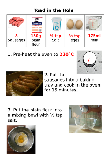 Pictorial Cooking Recipes | Teaching Resources