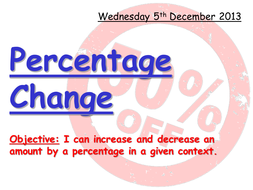 Percentage increase / decrease change | Teaching Resources