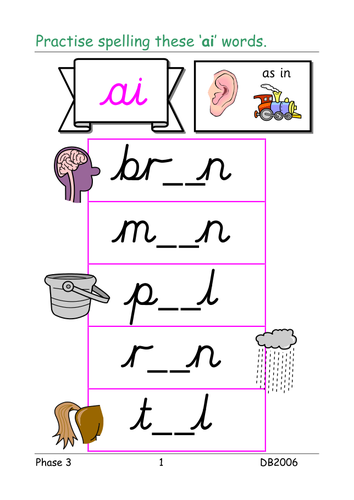 Phase 3 long vowels: ai, ee, igh, oa, oo. Table/group cards | Teaching ...