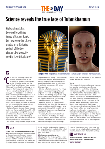 News articles for teaching: face of Tutankhamun | Teaching Resources