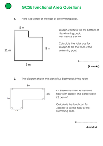 Area of compound shapes & Functional GCSE Exam Q's by tomalley4 - UK ...