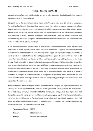 WW1 Chemistry: Science...For Good or Bad? | Teaching Resources