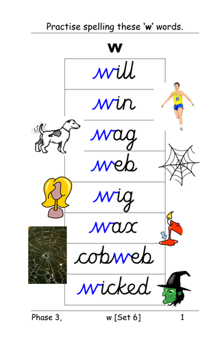 Phase 3: Set 6 - table cards for phonemes 'j', 'v', 'w' and 'x' - in ...