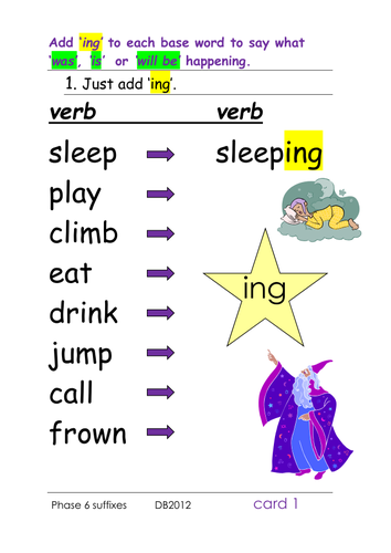 Phase 6: -ing suffix; spelling rules, table cards and power-point ...