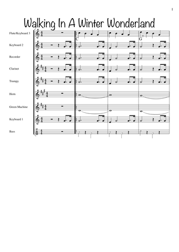 Band Arrangement - Walking in a Winter Wonderland | Teaching Resources