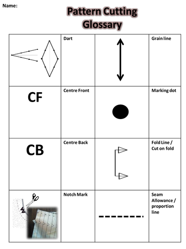 Production Methods - Pattern Markings worksheet & answer sheet ...
