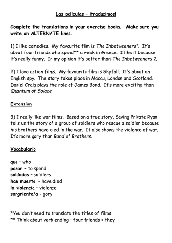 Spanish film trailer activity | Teaching Resources