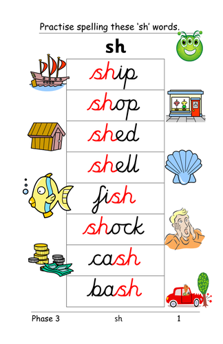 Phase 3: table cards/games for sh phoneme | Teaching Resources