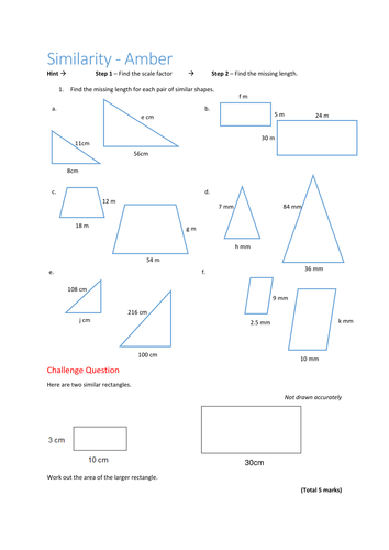 Similarity - Finding the missing length | Teaching Resources