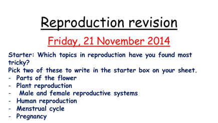 Revision lesson for reproduction - Resources - TES