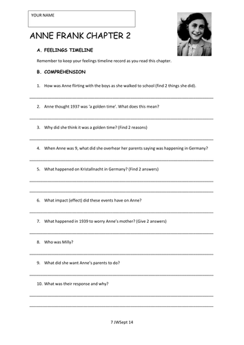 Anne Frank Workbook | Teaching Resources