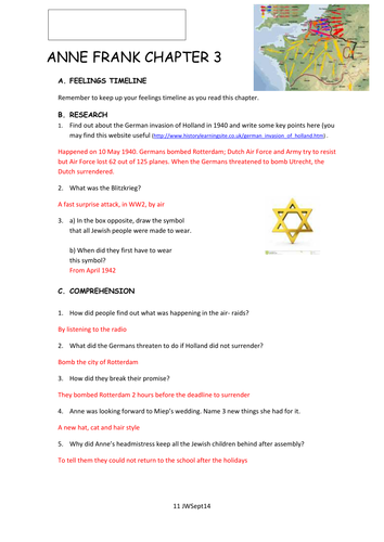 Anne Frank Workbook | Teaching Resources