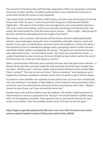 WW1 Christmas Truce - Sainsburys | Teaching Resources