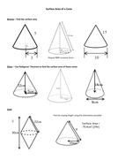 Surface Area of Cones - worksheet | Teaching Resources