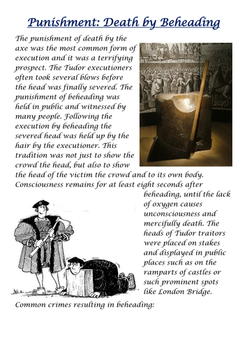 TUDOR CRIME AND PUNISHMENT PUPIL LED LESSON | Teaching Resources