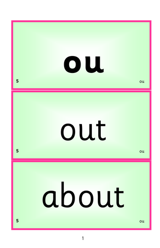 Phase 5: ou grapheme: cards, games, activities and presentation [word ...