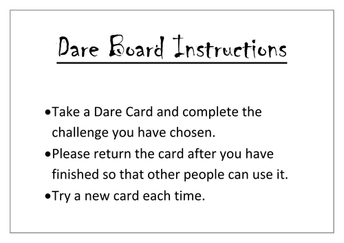 'Dare Board' extension task options (G&T) | Teaching Resources
