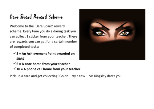 'Dare Board' extension task options (G&T) | Teaching Resources