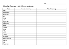 'Macavity: The Mystery Cat' - T.S Eliot | Teaching Resources