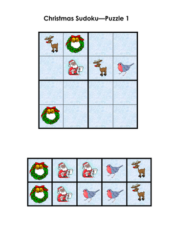 30 Christmas 4x4 picture Sudoku puzzles | Teaching Resources