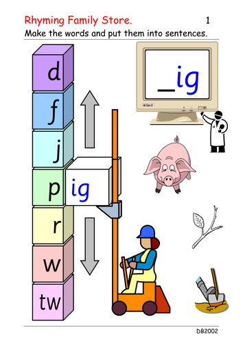 Phase 2/3, Rhyming Family blending table cards | Teaching Resources