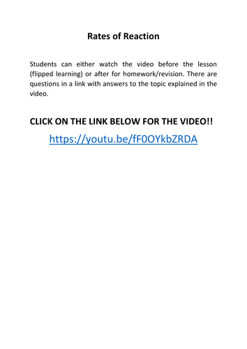 Rates of Reactions | Teaching Resources