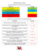 Writing Formulae | Teaching Resources