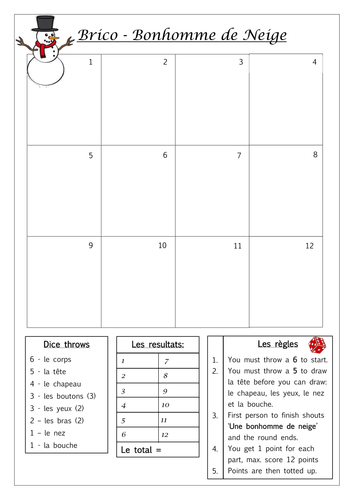 Brico - Bonhomme de Neige | Teaching Resources