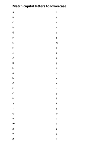 Match capital letters to lowercase | Teaching Resources