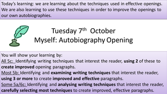 year 7 autobiography writing haps | Teaching Resources