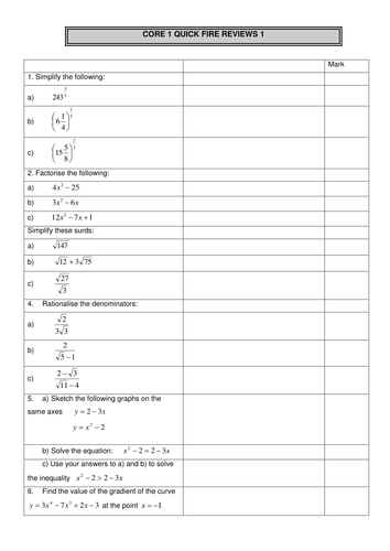 Mathematics - Quick Assessments | Teaching Resources
