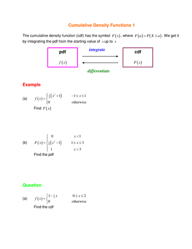 Continuous Random Variables | Teaching Resources