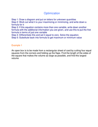 Optimization | Teaching Resources