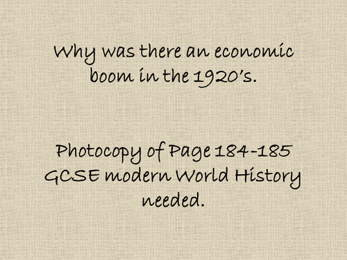 Economic boom in 1920s USA | Teaching Resources