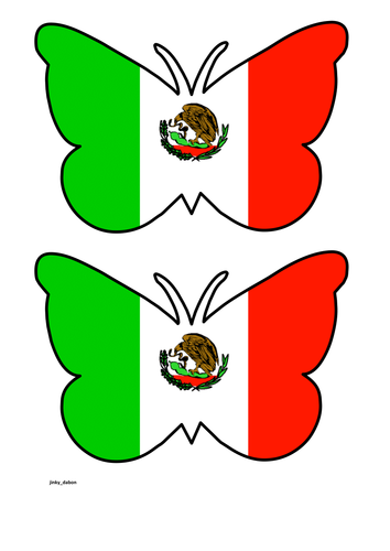 Butterfly Themed Flag of Mexico | Teaching Resources