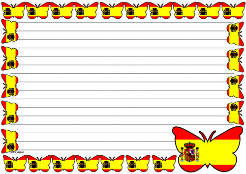 Spain Flag Themed Lined paper and Pageborders | Teaching Resources