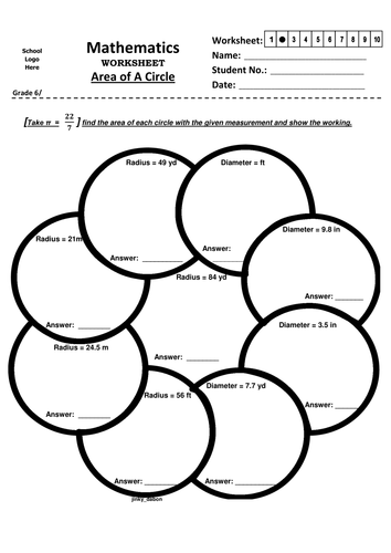 Grade 6 – Area of Circle (2) | Teaching Resources