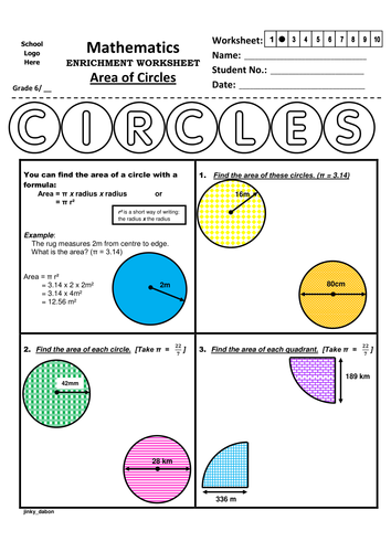 Grade 6 Area of Circles | Teaching Resources