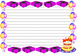 Birthday Themed Lined paper and Pageborders | Teaching Resources