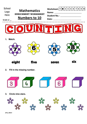 Grade 1 Numbers to 10 Worksheet 2 | Teaching Resources
