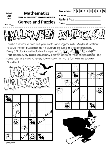 Halloween Themed Sudoku (6x6) | Teaching Resources