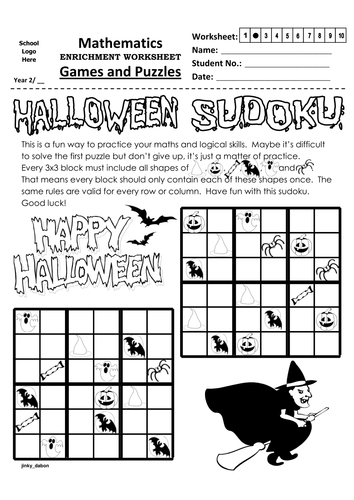 Halloween Themed Sudoku (6x6) | Teaching Resources