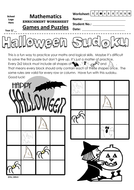 Halloween Themed Sudoku (4x4) | Teaching Resources