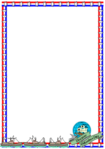 Columbus Day Themed Lined Paper and Pageborders | Teaching Resources