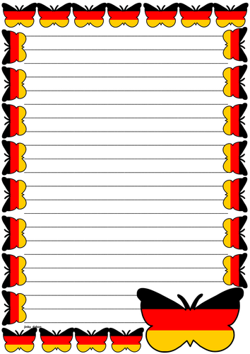 German Flag Themed Lined Paper and Pageborders | Teaching Resources