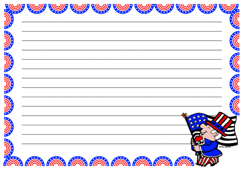 Independence DayThemed Lined paper and Pageborders | Teaching Resources