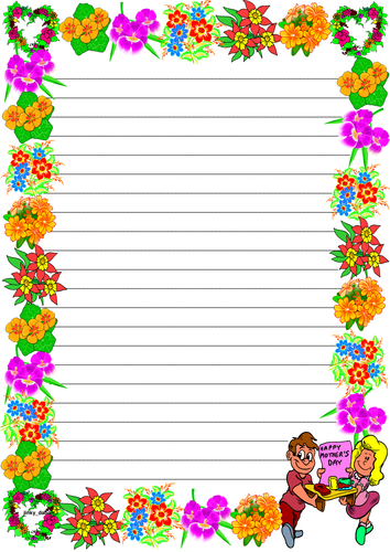 'Mother's Day' Themed Lined Paper and Pageborders | Teaching Resources