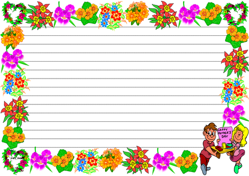 'Mother's Day' Themed Lined Paper and Pageborders | Teaching Resources