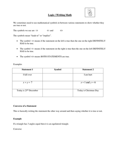 Logic notes | Teaching Resources